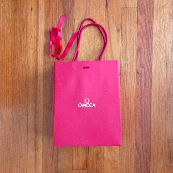 Omega | Bags | New Omega Red Gold Gift Shopping Bag With Ribbon | Poshmark
